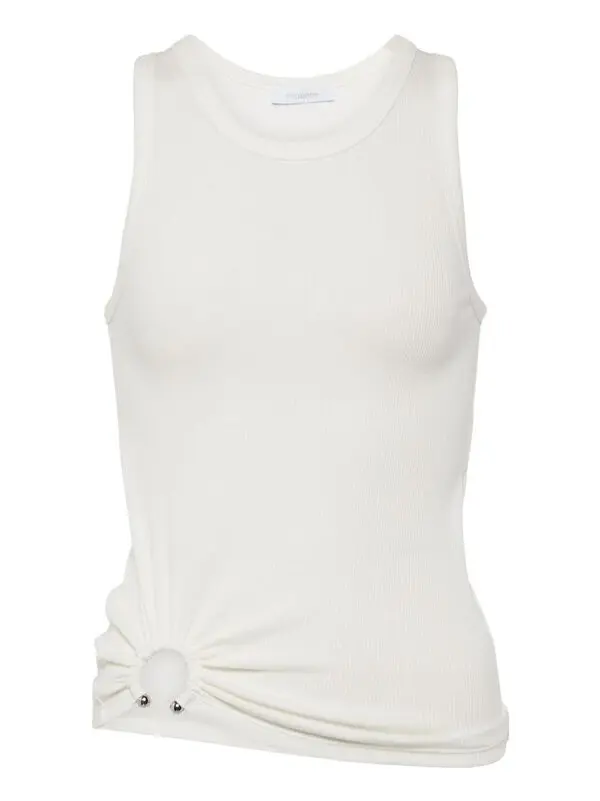 Rabanne Ring-detail Cotton-blend Jersey Tank Top - White