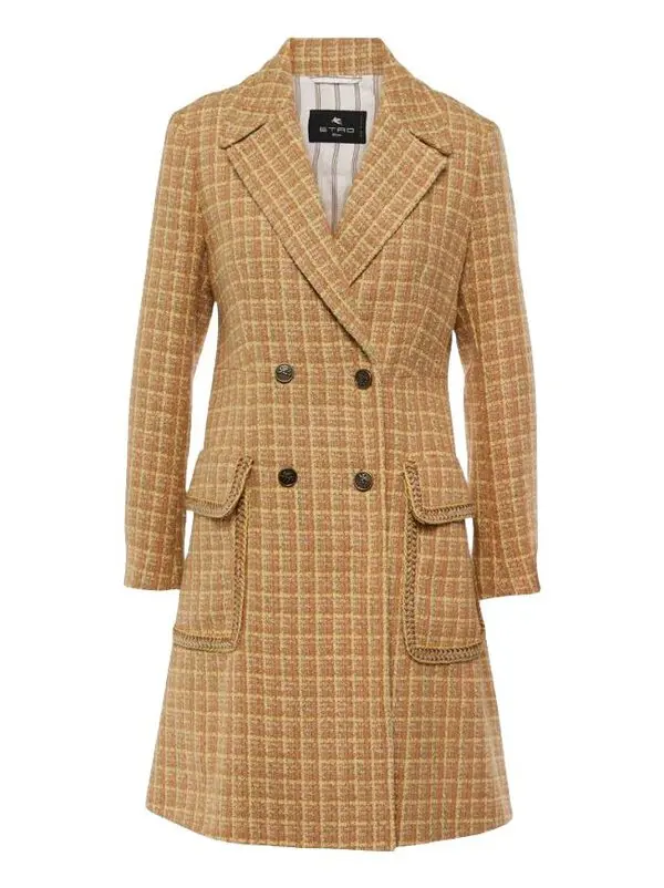 Etro Prince Of Wales Wool-blend Coat - Beige