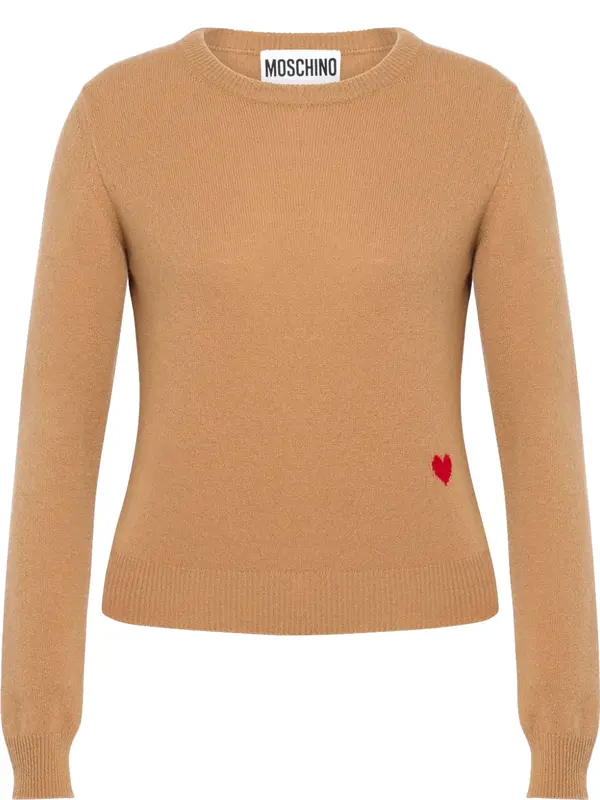 Moschino Heart-motif Crew-neck Jumper - Neutrals