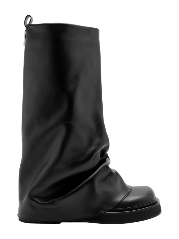 Attico Leather Combat Boots - Black