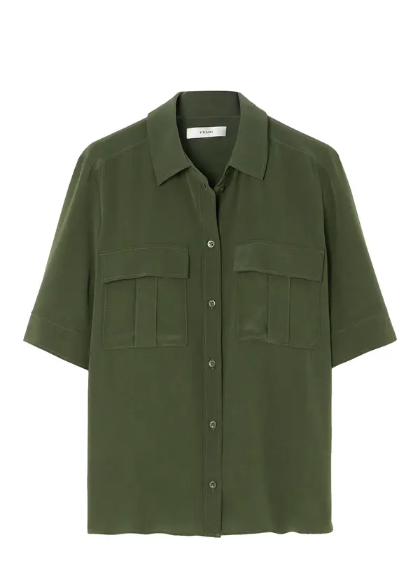 FRAME Silk-crepe Shirt - Green