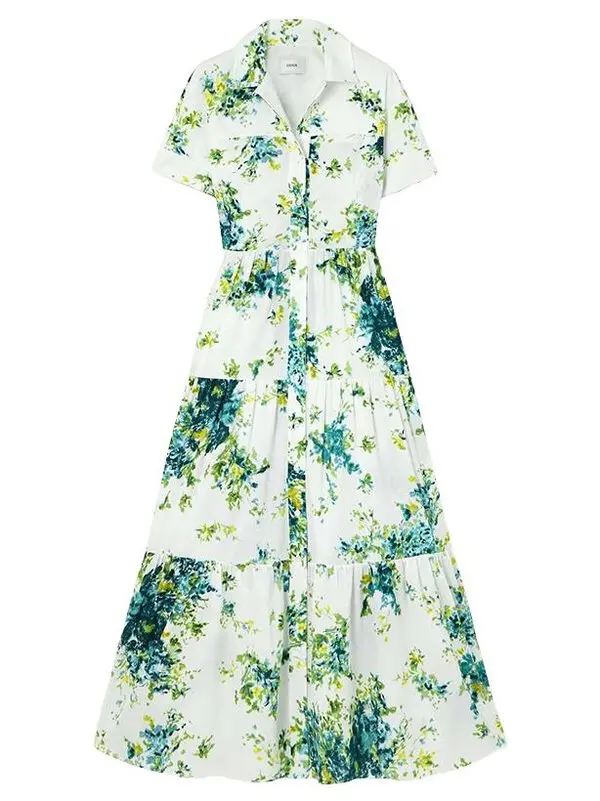 Erdem Tiered Floral-print Maxi Dress - White