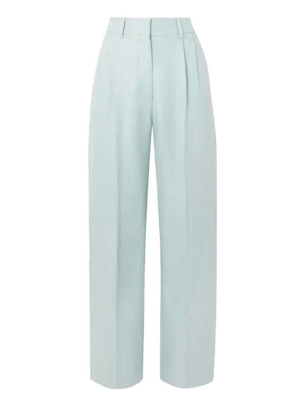 BLAZÉ MILANO Clarity Fox Herringbone Linen Straight-leg Pants - Blue