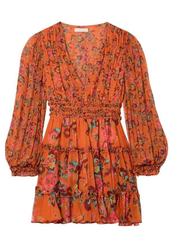 Ulla Johnson Lya Floral-print Mini Dress - Orange