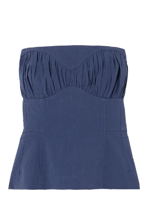 Tove Ruby Gathered Bustier Top - Blue