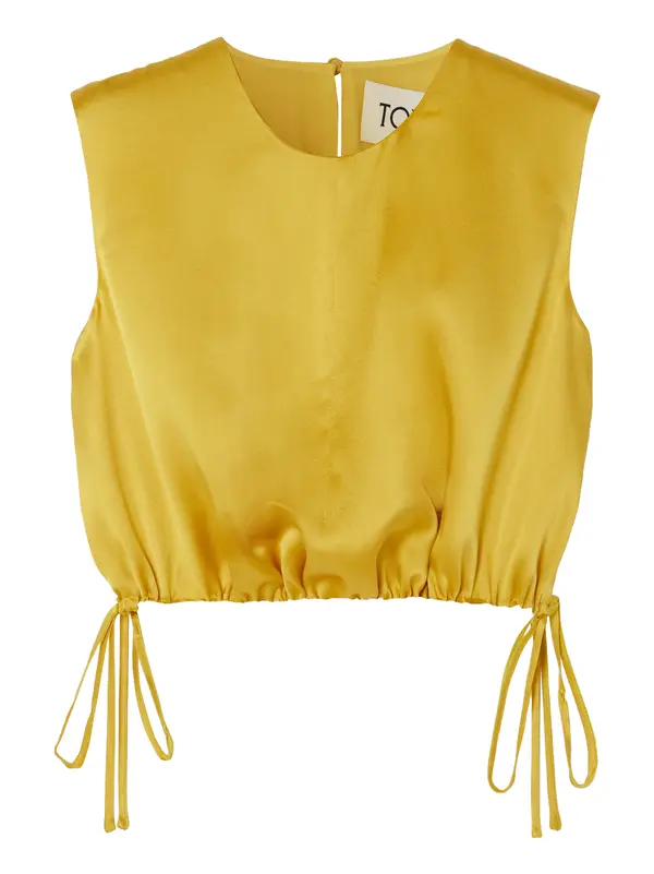 Tove Cecily Cropped Silk-satin Top - Gold