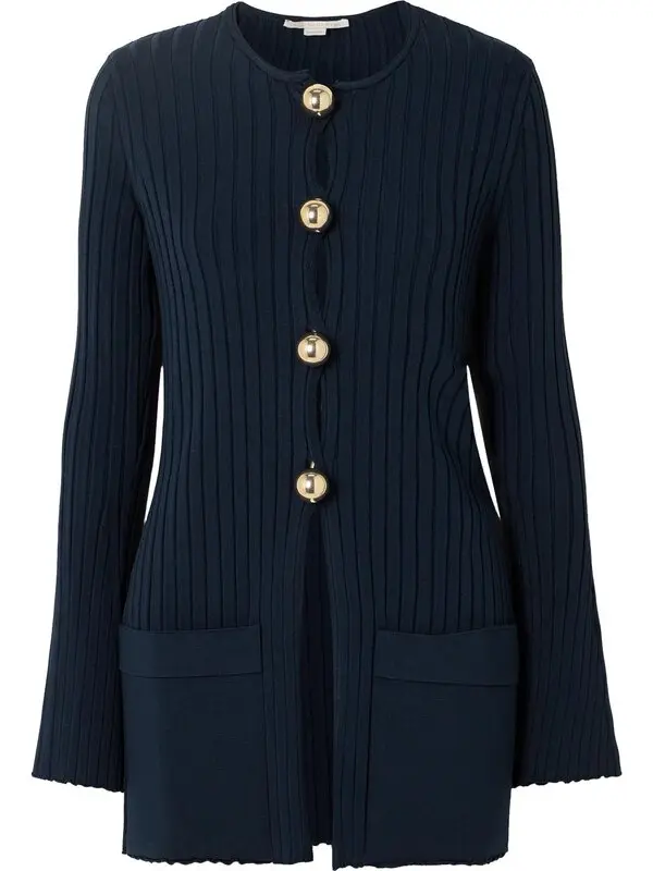 Stella McCartney Ribbed-knit Cardigan - Blue
