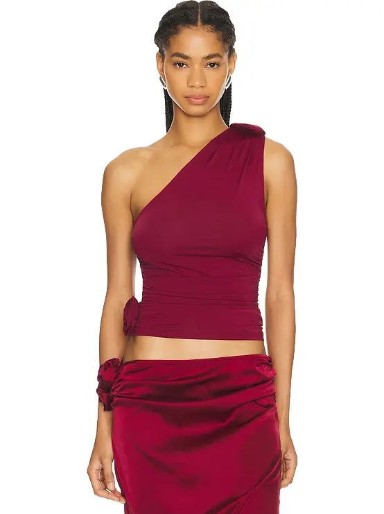 Lioness Rendezvous One Shoulder Top - Burgundy