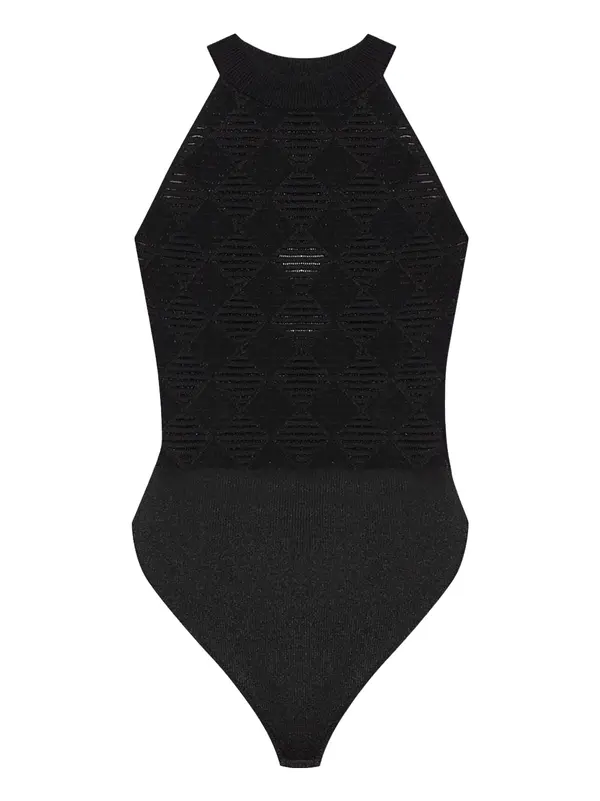 Balmain Geometric-jacquard High-neck Bodysuit - Black
