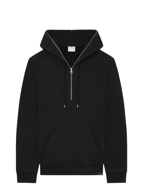 COURREGES Zipped Fleece Hoodie - Black
