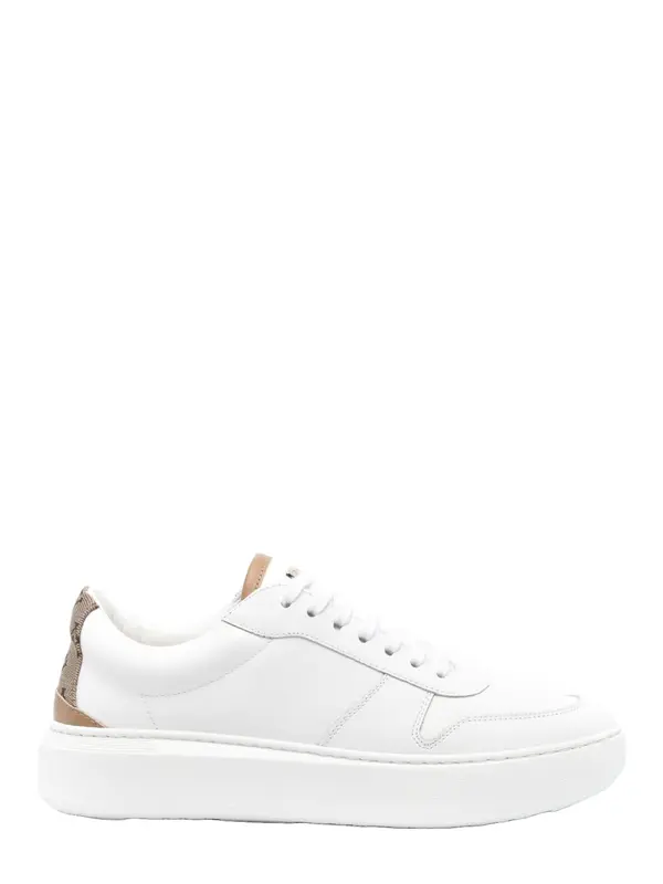 Herno Monogram-heel Leather Sneakers - White