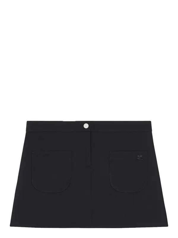 COURREGES Logo-appliqué Twill Mini Skirt - Black