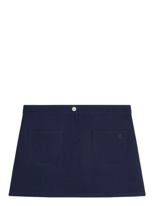 COURREGES Logo-appliqué Twill Mini Skirt - Blue