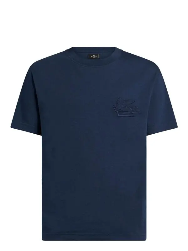 Etro Pegaso-embroidery T-shirt - Blue