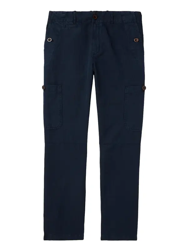 Mr P. Samuel Straight-leg Cotton And Linen-blend Twill Cargo Trousers - Blue