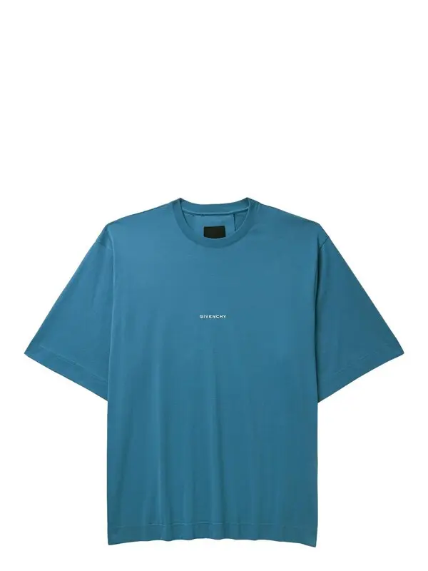 Givenchy Aqua Star Story Oversized Logo-embroidered Printed Cotton-jersey T-shirt - Blue