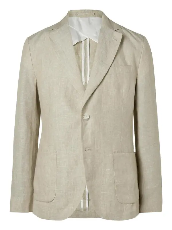 Frescobol Carioca Paulo Unstructured Linen Suit Jacket - Gray