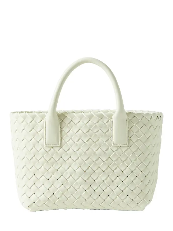 Bottega Veneta Cabat Mini Intrecciato Leather Tote - White