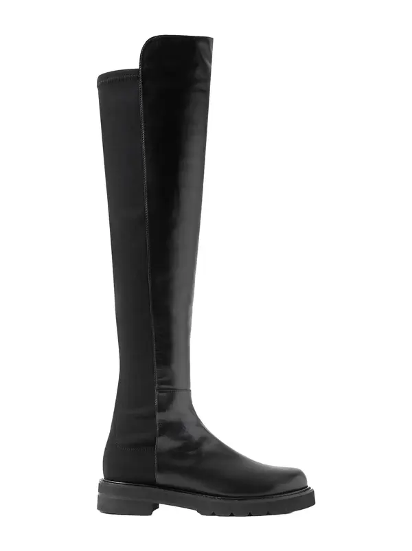 STUART WEITZMAN 5050 Lift Leather And Stretch Over-the-knee Boots - Black