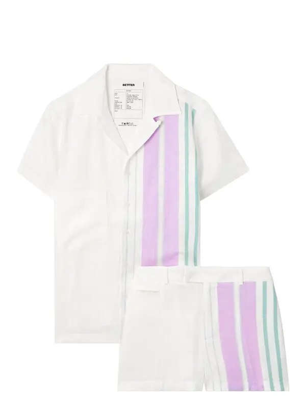 BETTTER Aaron Striped Linen Shirt And Shorts Set - Multi
