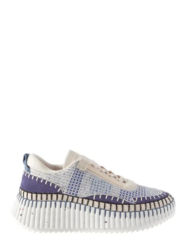 Chloé Nama Embroidered Sneakers - Blue