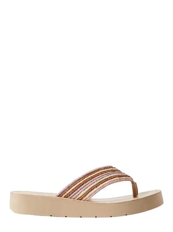 Gabriela Hearst Clemence Striped Raffia Platform Flip Flops - Neutrals