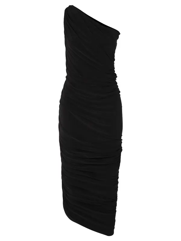 Norma Kamali Diana One-shoulder Ruched Gown - Black
