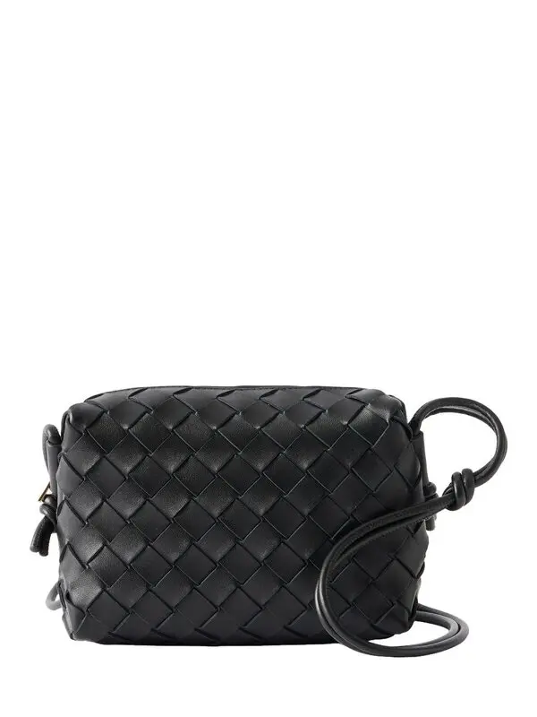 Bottega Veneta Loop Mini Intrecciato Shoulder Bag - Black