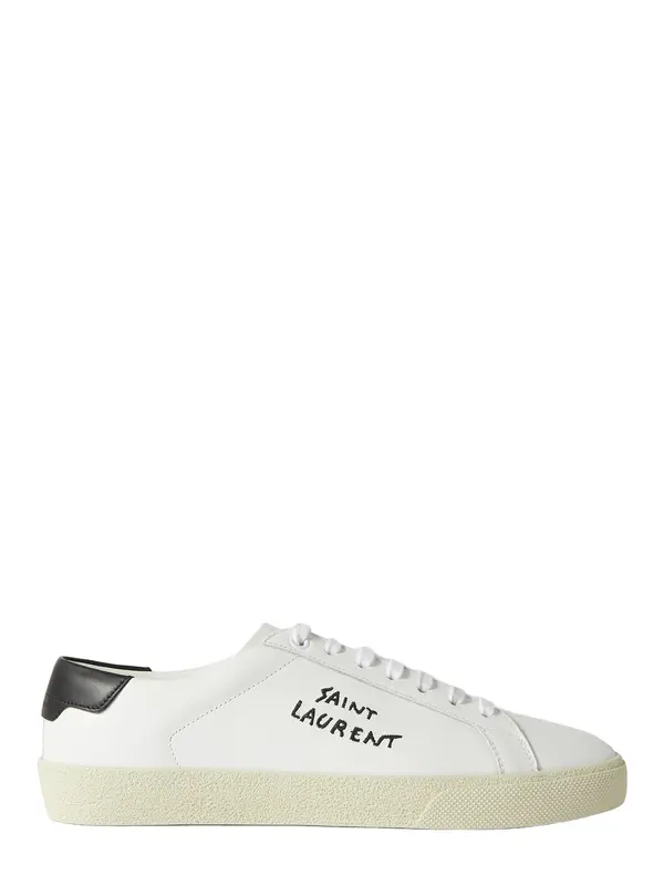 Saint Laurent Court Classic Sl/06 Logo-embroidered Leather Sneakers - White