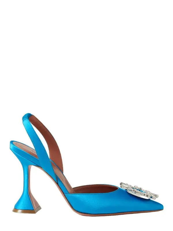 Amina Muaddi Begum Crystal-embellished Slingback Pumps - Blue