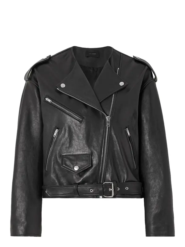 Isabel Marant Audric Leather Biker Jacket - Black