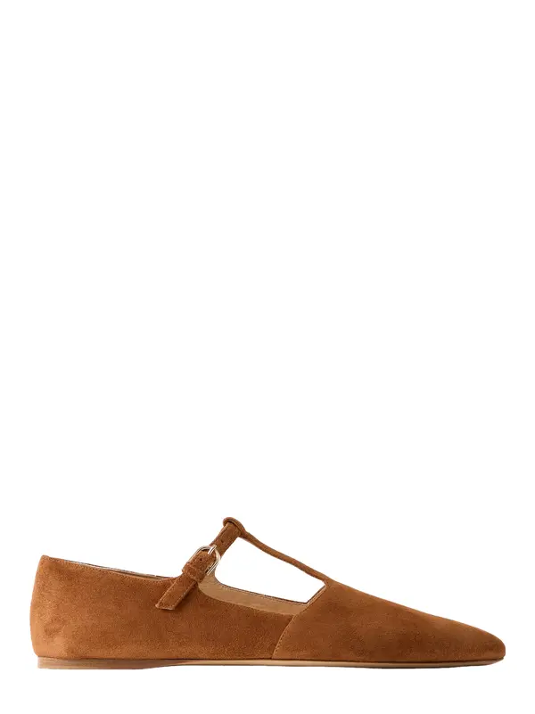 Gabriela Hearst Lola Ballerina Suede Mary Jane Flats - Brown