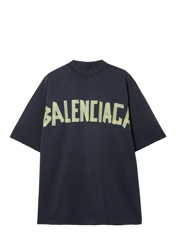 Balenciaga Oversized Distressed Printed T-shirt - Black