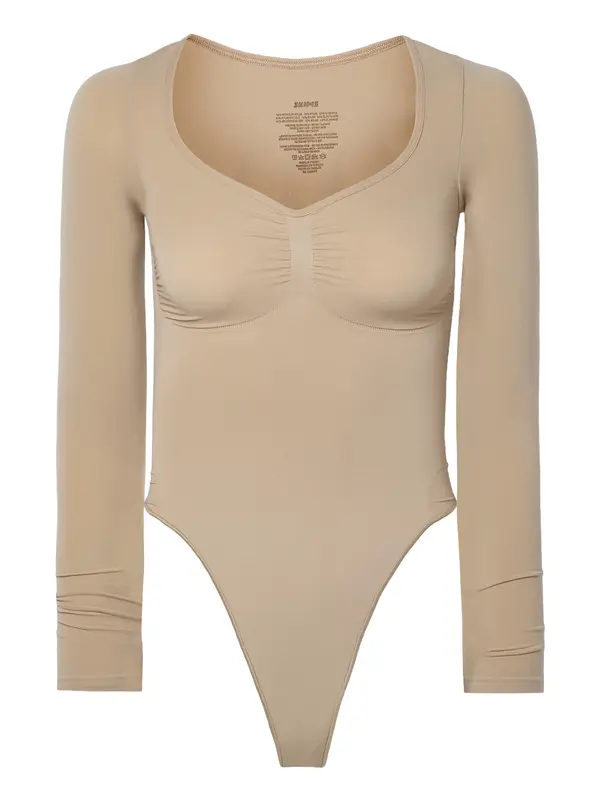 SKIMS Seamless Sculpt Long Sleeve Thong Bodysuit - Neutrals