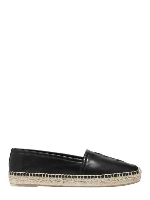 Saint Laurent Cassandre Logo-embossed Espadrilles - Black