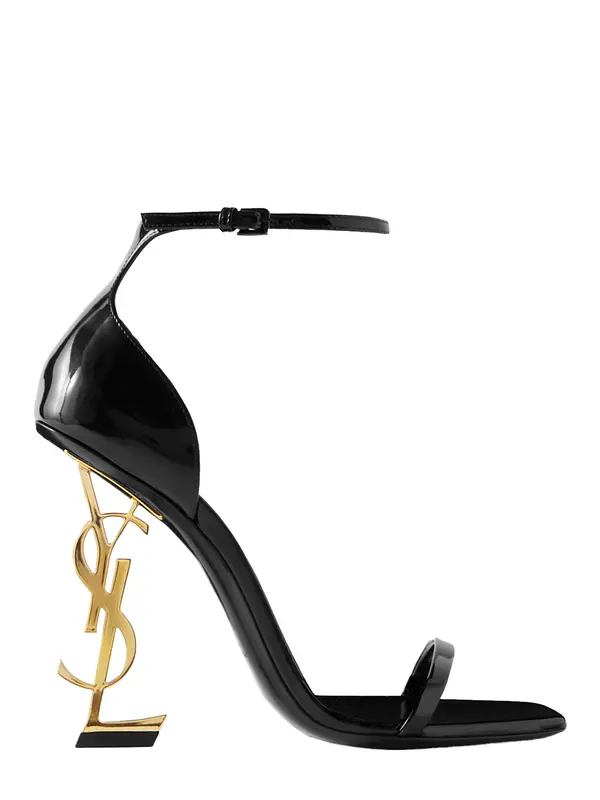Saint Laurent Opyum Patent-leather Sandals - Black