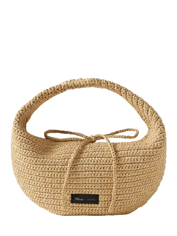 Khaite Olivia Medium Raffia Shoulder Bag - Neutrals