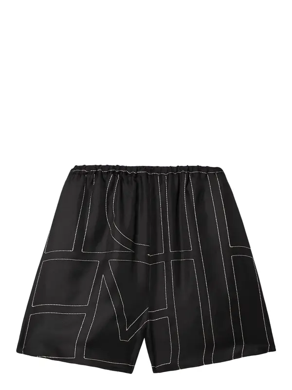 TOTEME Embroidered Silk-twill Shorts - Black
