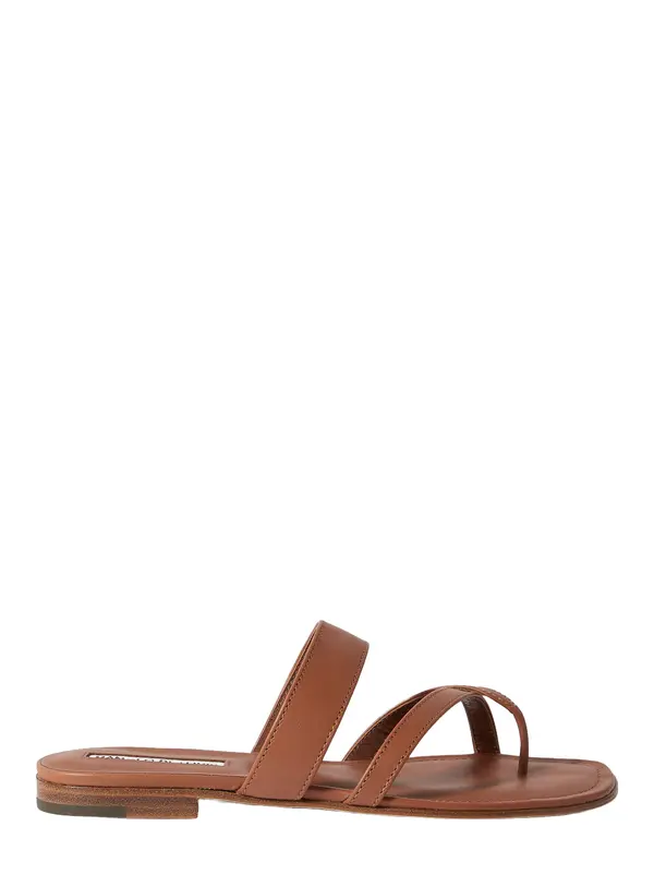 Manolo Blahnik Susa Leather Sandals - Brown