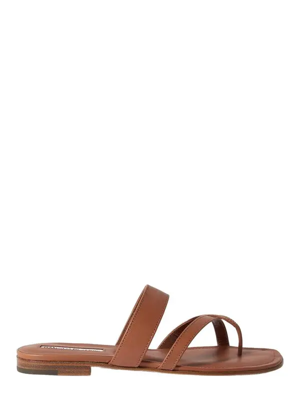Manolo Blahnik Susa Leather Sandals - Brown