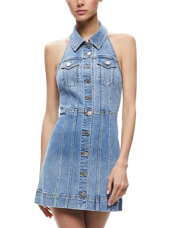 Alice + Olivia Kendall Denim Mini Dress - Ivy Blue