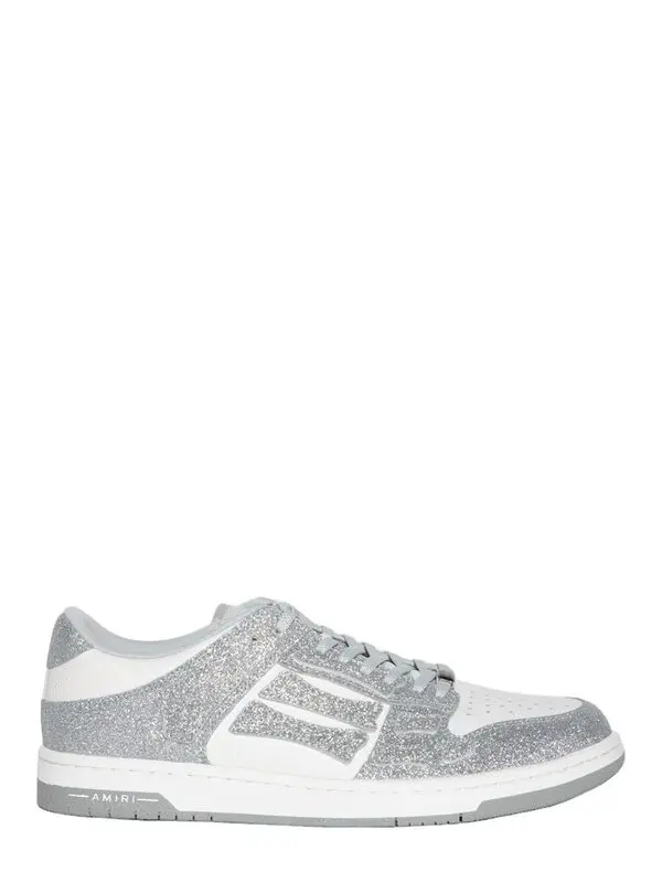 Amiri Shimmer Skel Top Low Sneakers - White Silver