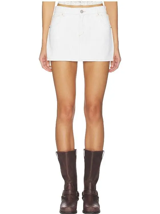 Abrand Denim 99 Mini Skirt - Western White