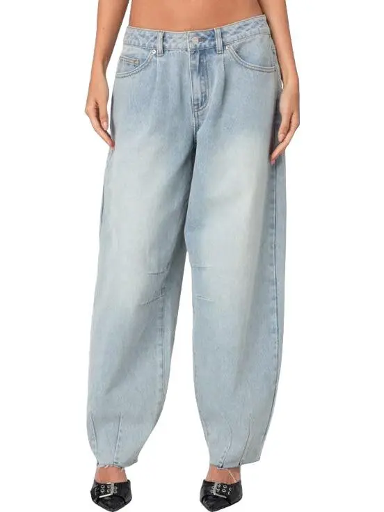 EDIKTED Baggy Low Rise Balloon Jeans - Light-blue