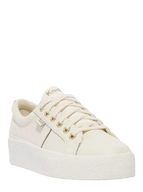KEDS® Jump Kick Duo Platform Sneakers - Egret/ Champagne Leather