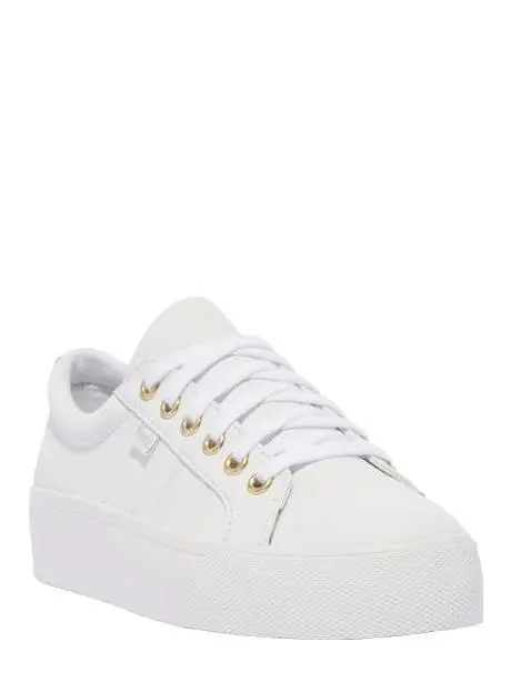 KEDS® Jump Kick Duo Platform Sneakers - White/gold Leather