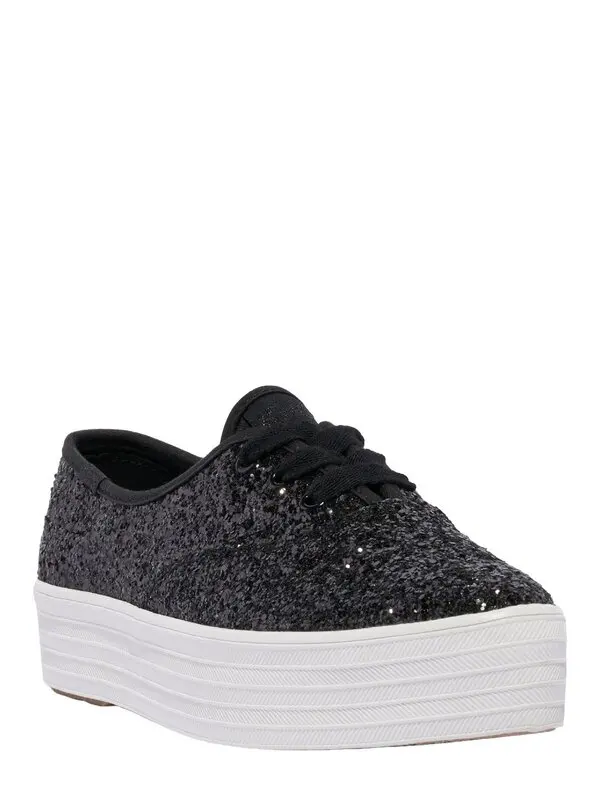 Keds® Point Glitter Platform Sneakers - Black Glitter