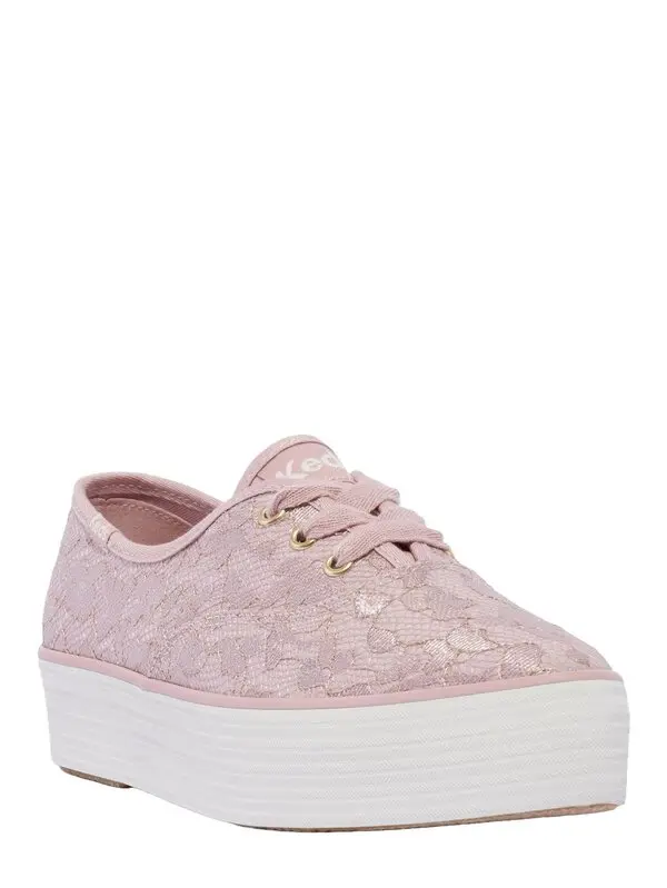 Keds® Point Glitter Platform Sneakers - Dark Pink
