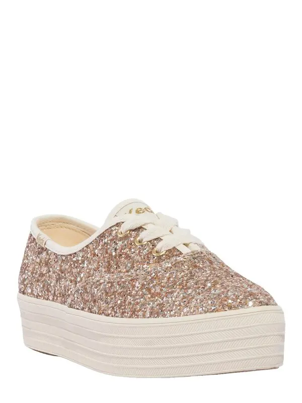 Keds® Point Glitter Platform Sneakers - Gold Glitter