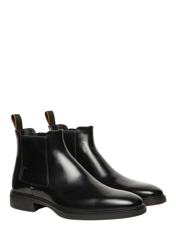 Santoni Leather Chelsea Boots - Black